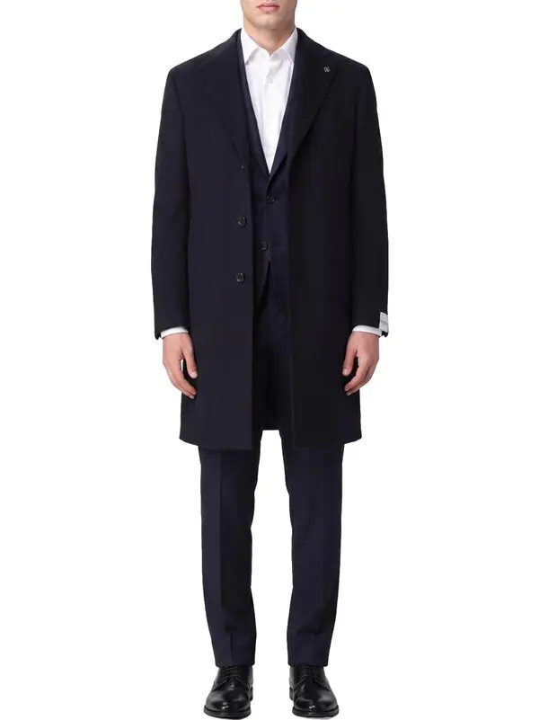 Tagliatore Single-breasted Knee-length Wool Coat - Blue