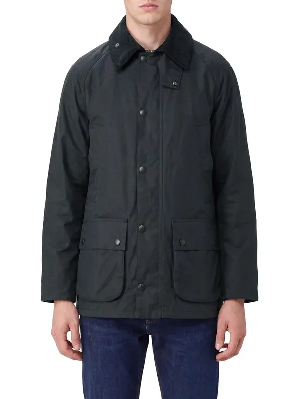 Barbour Ashby Waxed Cotton Jacket With Corduroy Collar - Blue
