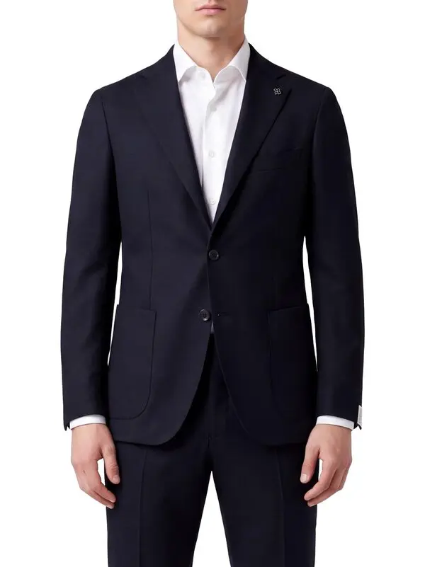 Tagliatore Single-breasted Wool Blazer With Peak Lapels And Patch Pockets - Blue