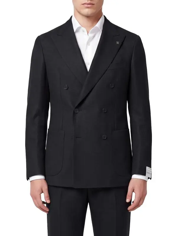 Tagliatore Double-breasted Peak Lapel Wool Blazer - Blue