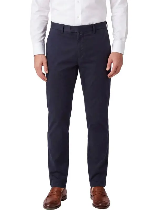 BRIGLIA 1949 Slim Fit Pleated Cotton Tailored Trousers - Blue