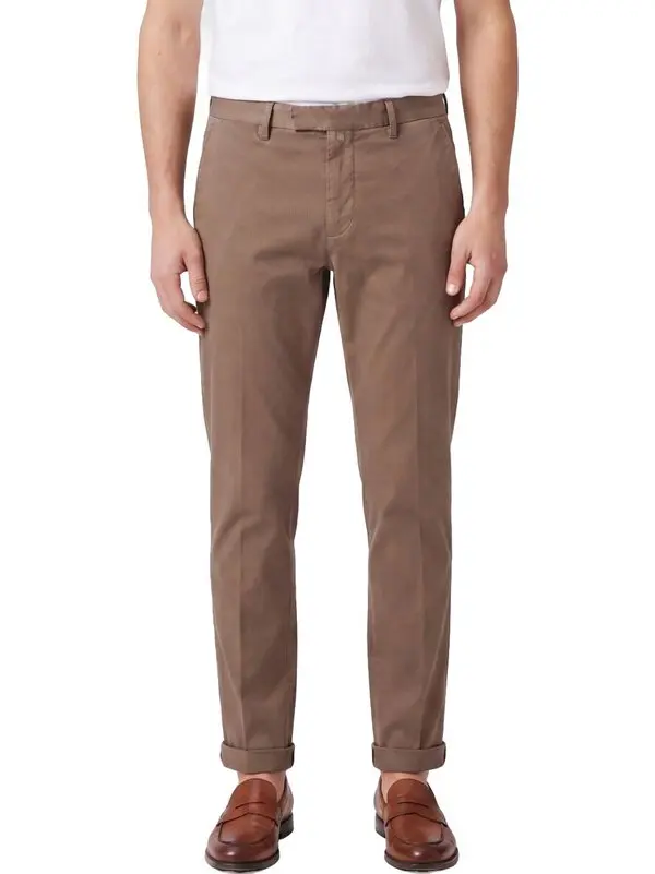 BRIGLIA 1949 Slim Fit Pleated Cotton Tailored Trousers - Brown