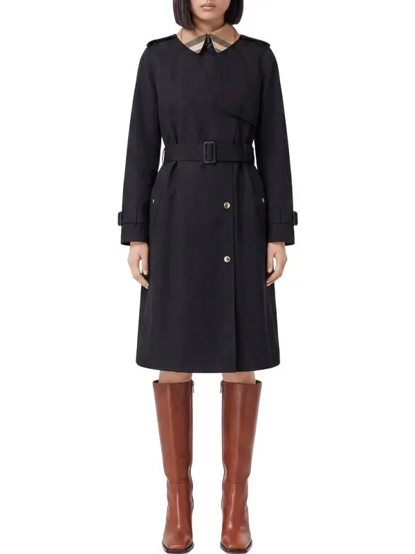 Burberry Double-breasted Knee-length Cotton Trench Coat - Black