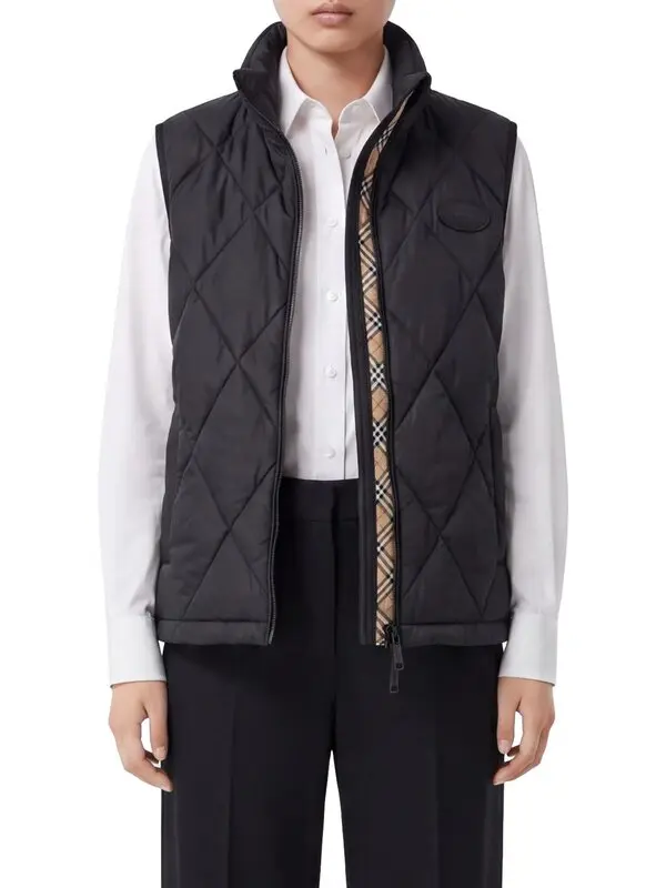 Burberry Quilted High Neck Gilet - Black
