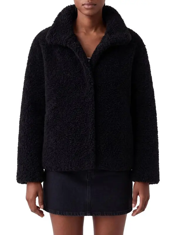Herno Cropped Faux Fur Jacket - Black