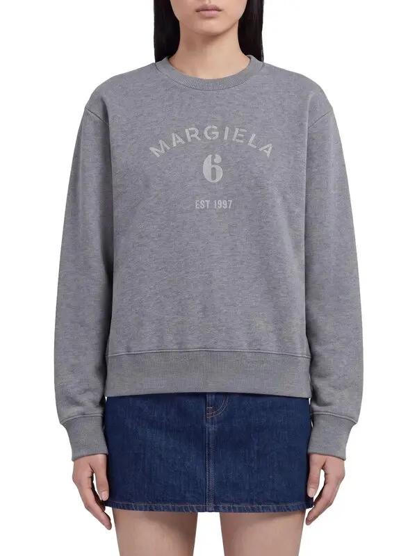 MAISON MARGIELA Jacquard Logo Cotton Crewneck Sweatshirt - Grey