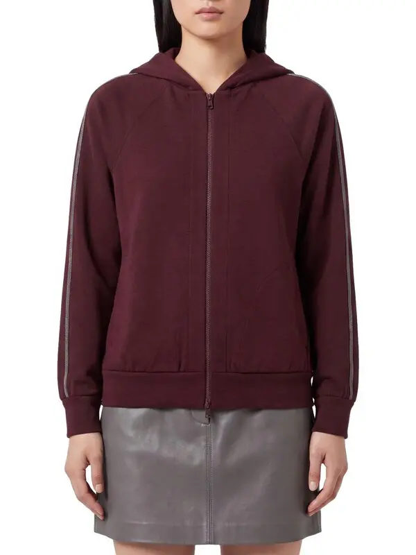 Brunello Cucinelli Zip Up Hoodie - Wine