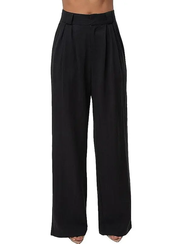 JLUXLABEL High-waisted Wide-leg Tailored Trousers With Pleats - Black