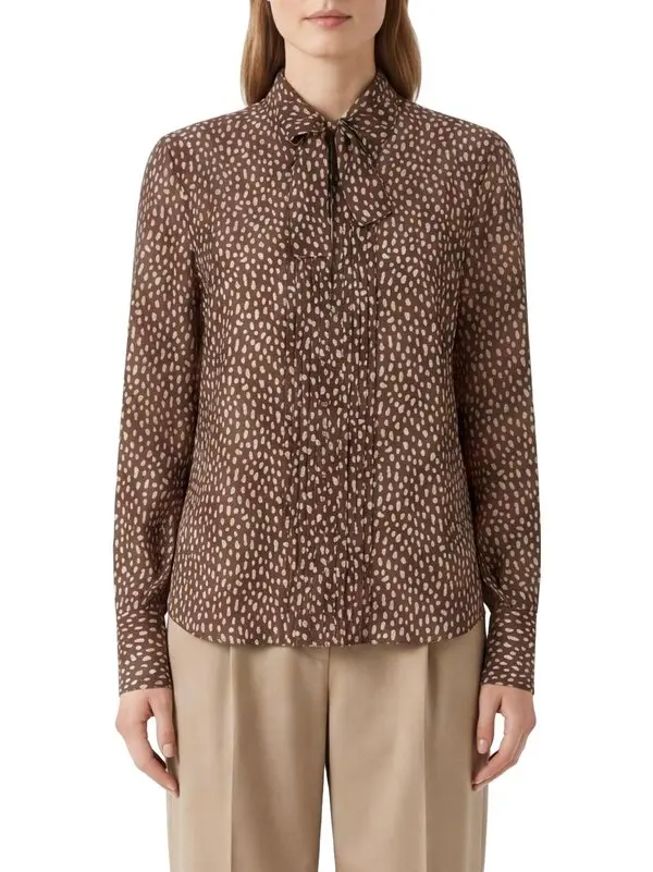 Brunello Cucinelli Printed Shirt With Tie Detail - Brown