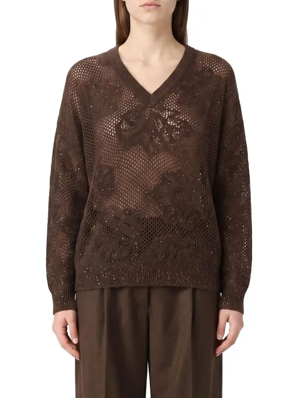 Brunello Cucinelli V-neck Pullover Sweater - Brown