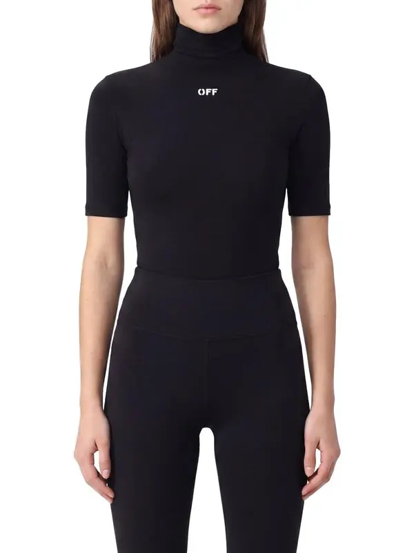 Off-White Slim Fit Stretch-tech Fabric Short-sleeve Turtleneck Top - Black