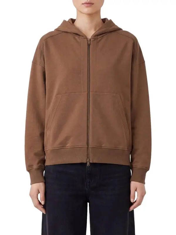 Brunello Cucinelli Zip-up Cotton Hoodie With Kangaroo Pocket - Brown