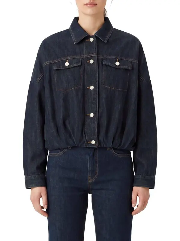 Dries Van Noten Cropped Denim Jacket With Dropped Shoulders And Flap Pockets - Blue