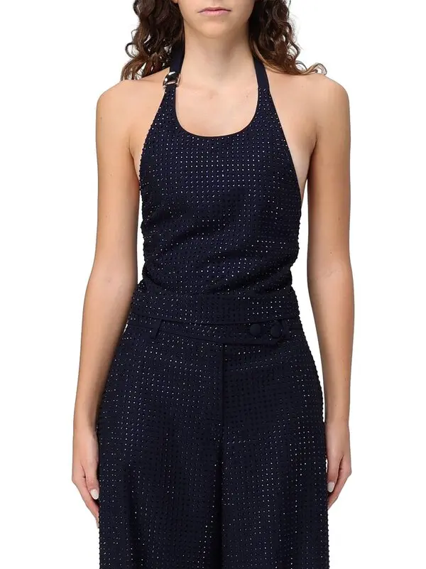 Pinko Cropped Halter Top - Navy