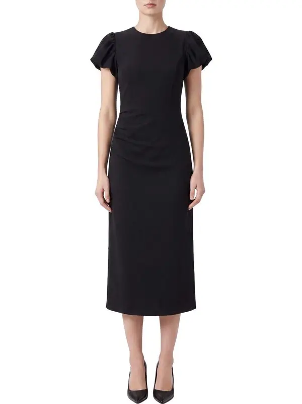 ROTATE BY BIRGER CHRISTENSEN Short-sleeved Crêpe Sheath Midi Dress - Black