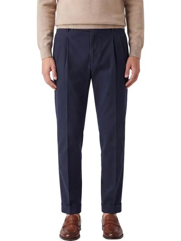 PT TORINO Slim Fit Pleated Tailored Trousers - Blue
