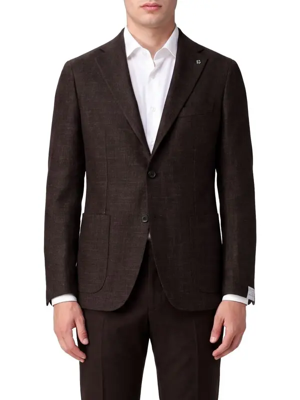 Tagliatore Single-breasted Virgin Wool And Silk Blazer With Peak Lapels - Brown