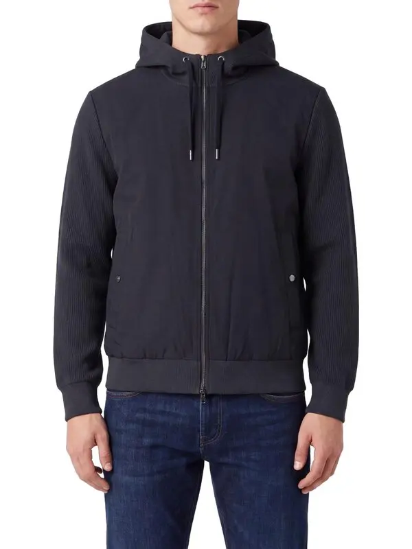 Herno Hooded Zip-up Cotton-blend Cardigan - Blue