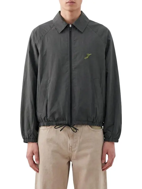 Jacquemus Nylon Shirt Jacket With Zip Closure And Embroidered Logo - Grey