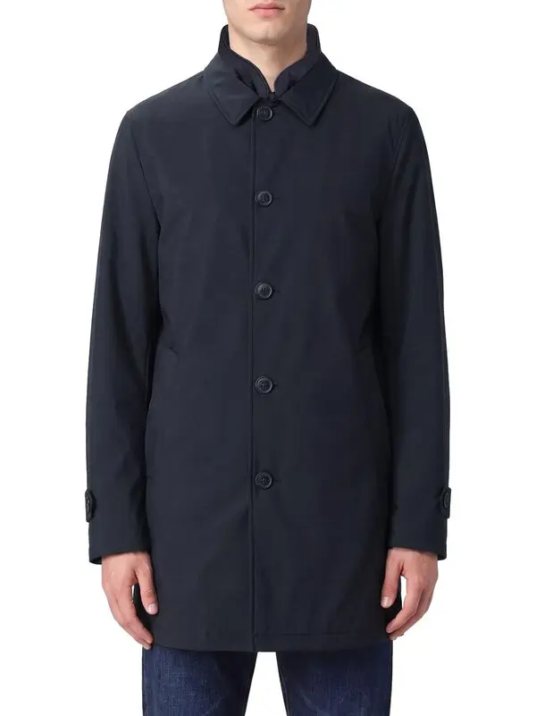 Herno Slim Fit Water-repellent Technical Fabric Trench Coat - Blue