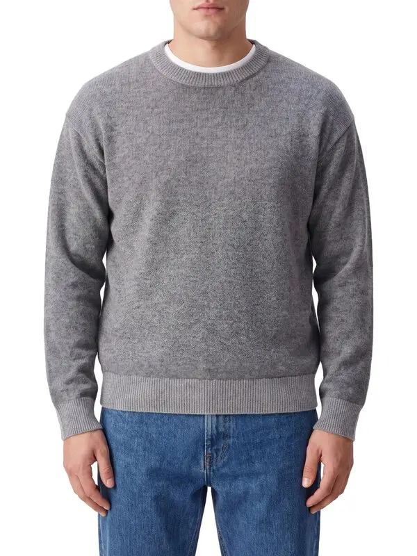ROBERTO COLLINA Long-sleeved Merino Wool Crew-neck Jumper - Grey