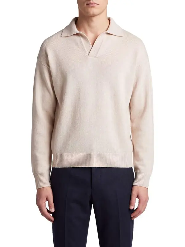 ROBERTO COLLINA Merino Wool Polo - Beige