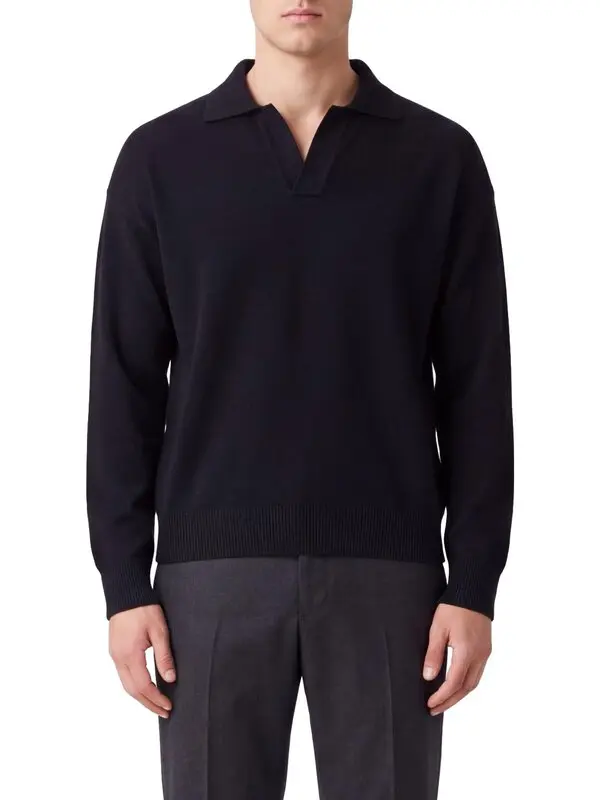 ROBERTO COLLINA Merino Wool Polo - Black
