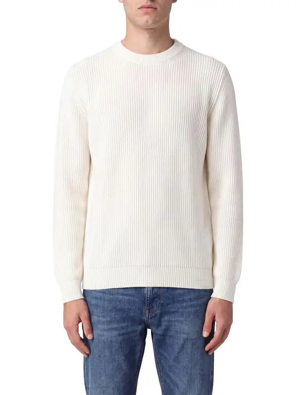 ROBERTO COLLINA Merino Wool Crewneck Jumper With Ribbed Trims - White