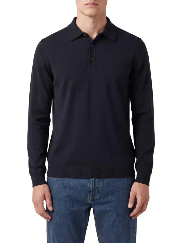 ROBERTO COLLINA Merino Wool Knit Polo Shirt - Blue