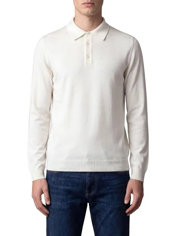 ROBERTO COLLINA Merino Wool Knit Polo Shirt - White