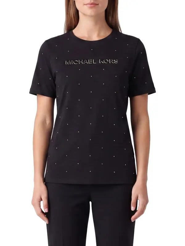 Michael Kors Studded Logo Cotton T-shirt - Black