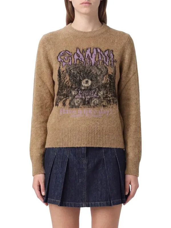 GANNI Graphic Knit Sweater - Camel