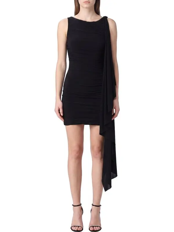 Alexander Wang Cupro Jersey Asymmetrical Off-the-shoulder Mini Sheath Dress With Belt - Black