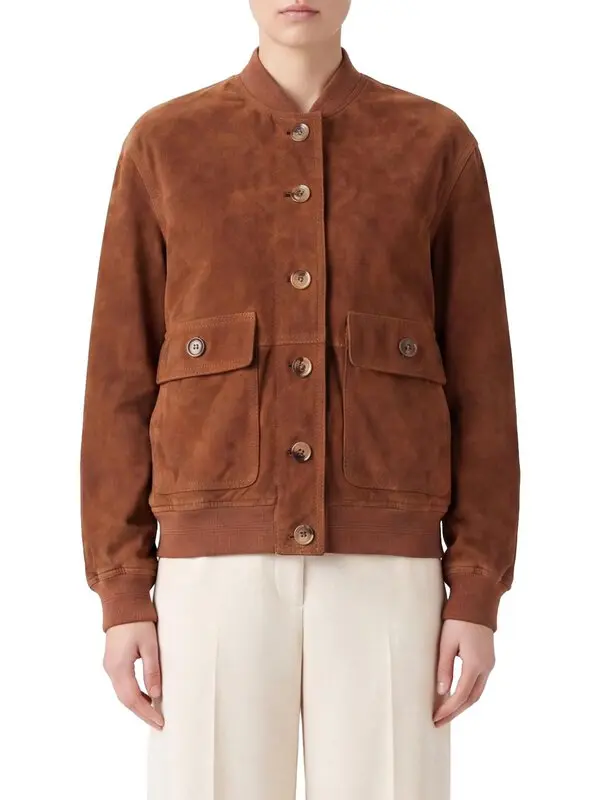 Valentino Garavani Suede Lambskin Bomber Jacket With Hood - Brown