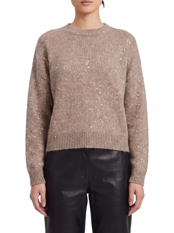 Brunello Cucinelli Sequin Embellished Crew Neck Sweater - Beige
