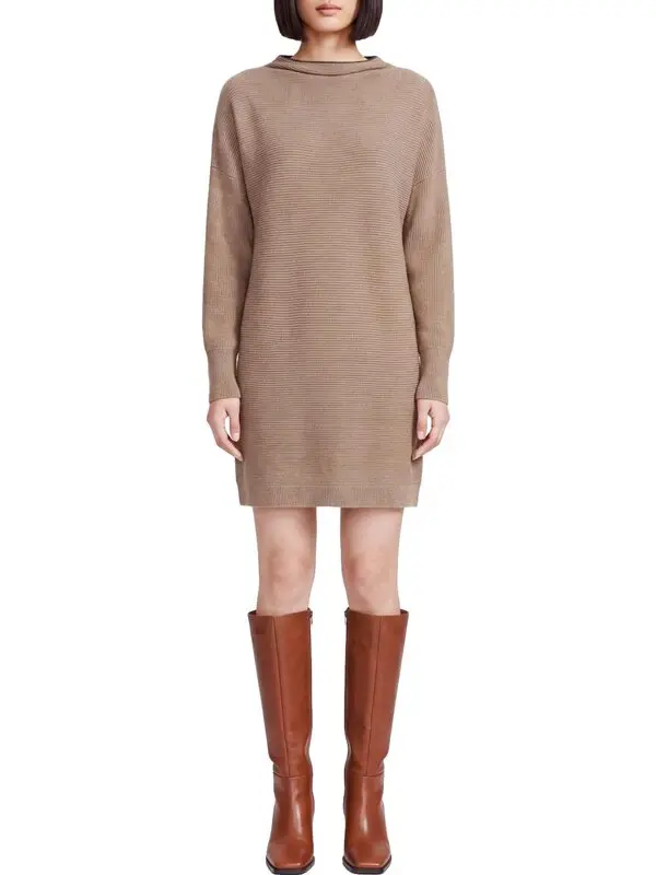 Brunello Cucinelli Wool, Cashmere And Silk Knit Mini Dress With Monili Embroidery - Beige