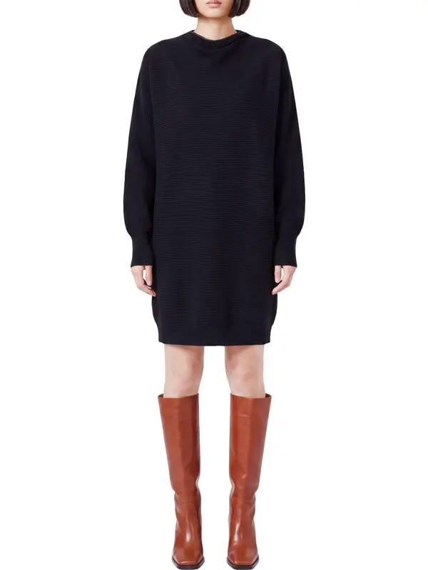 Brunello Cucinelli Wool, Cashmere And Silk Knit Mini Dress With Monili Embroidery - Black