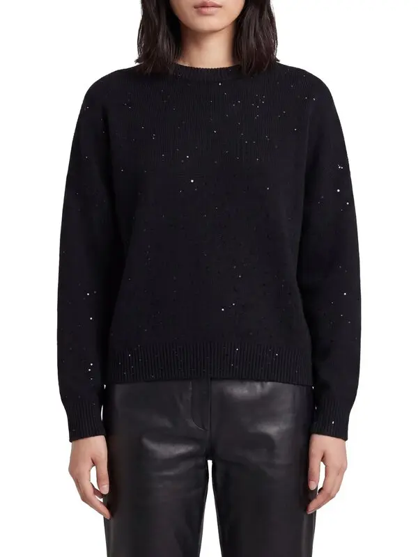 Brunello Cucinelli Sequined Pullover Sweater - Black