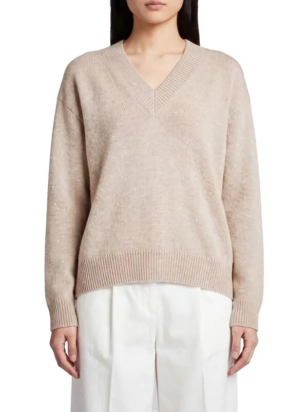 Brunello Cucinelli V-neck Sweater - Beige