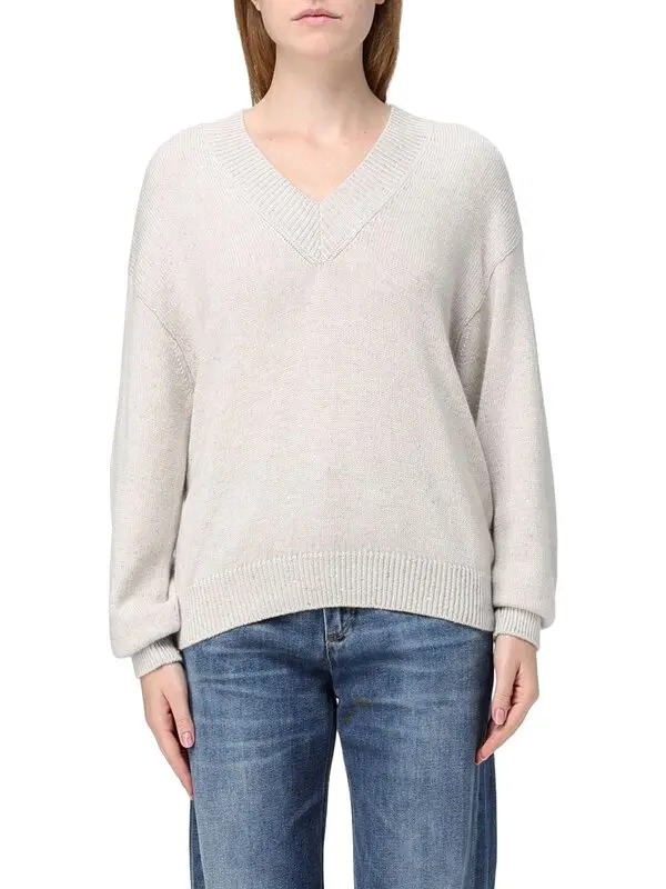 Brunello Cucinelli Sequin-embellished V-neck Cashmere And Silk Jumper - Ivory