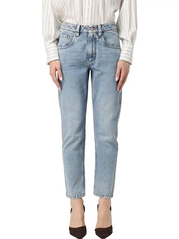 Brunello Cucinelli High Rise Straight Leg Jeans - Blue 1