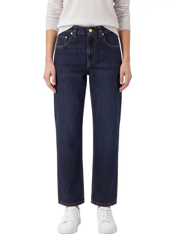 Brunello Cucinelli High Rise Straight Leg Jeans - Blue