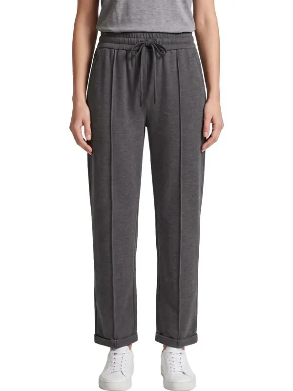 Brunello Cucinelli High-waisted Drawstring Joggers In Stretch Cotton - Grey