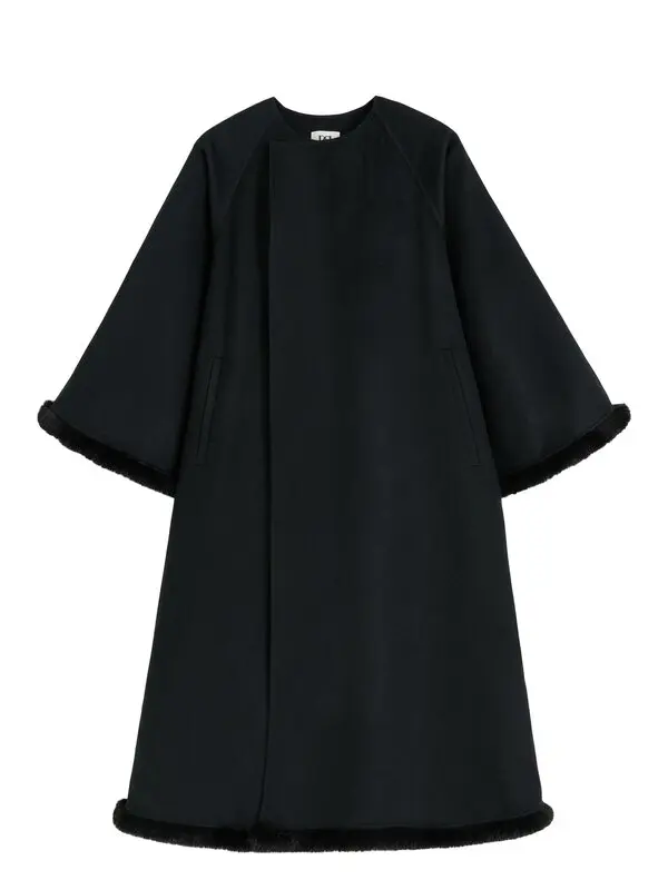 BY MALENE BIRGER Dalimas Wool Coat With Faux Fur Trim - Black