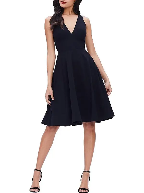 Dress The Population Catalina V-neck A-line Midi Dress - Black