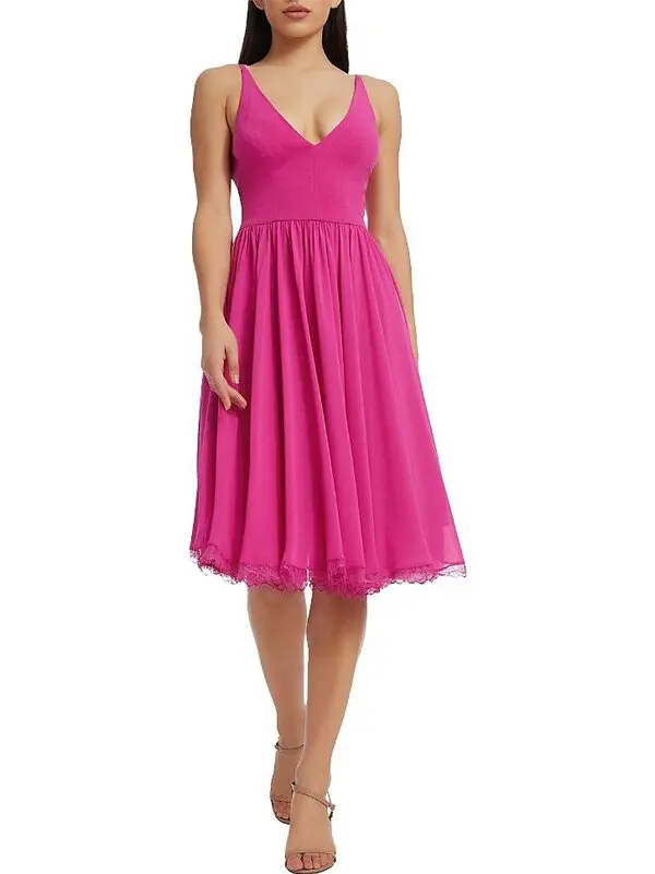 Dress The Population Alicia Midi Dress - Bright Fuchsia