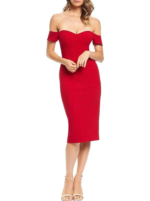 Dress The Population Bailey Midi Dress - Garnet