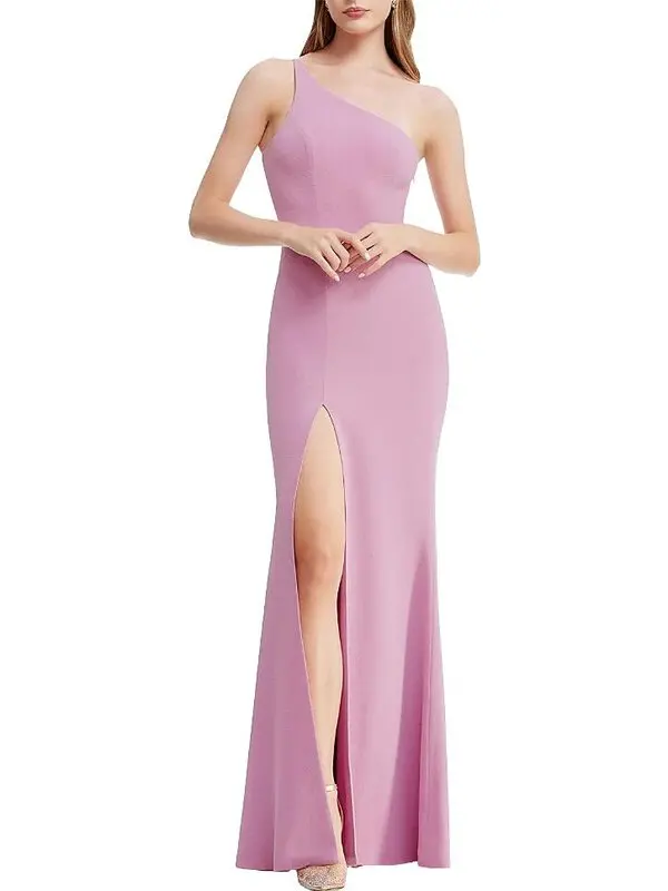 Dress The Population Amy One Shoulder High Slit Gown - Lavender