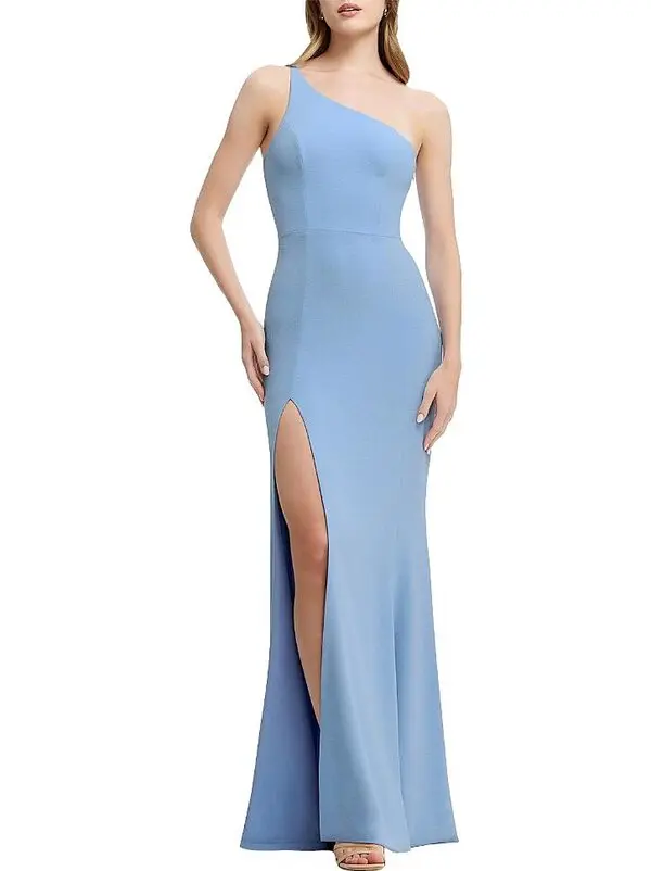 Dress The Population Amy One Shoulder High Slit Gown - Sky