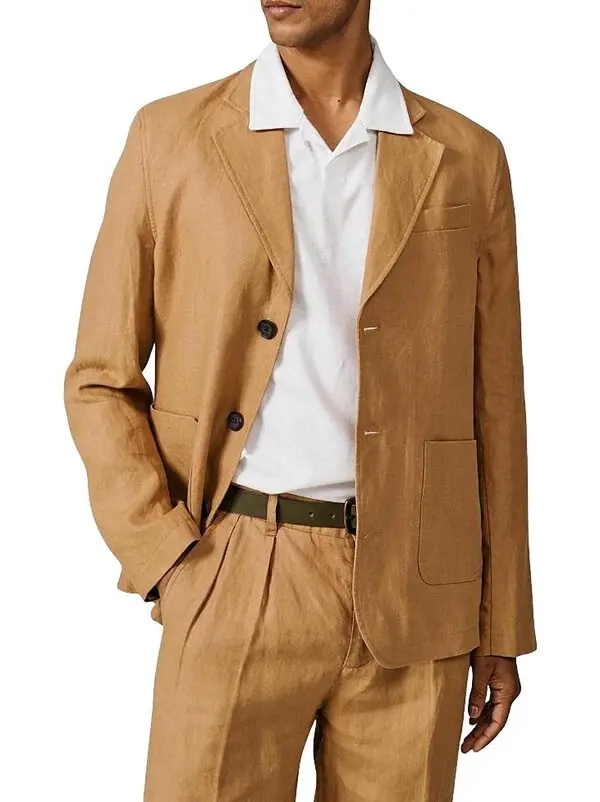 Aubin Belvedere Relaxed Linen Blazer - Mustard